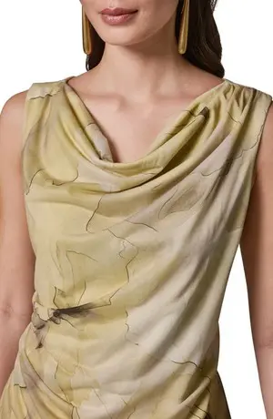 Donna Karan New York Print Cowl Neck Sleeveless Top