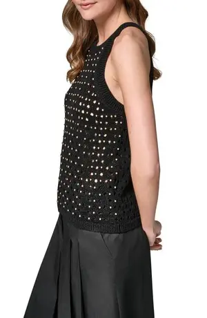 Donna Karan New York Hotfix Cotton Blend Sweater Vest - Black