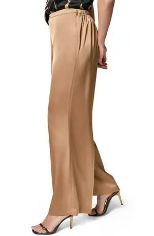 Donna Karan New York Wide Leg Satin Pants - Fawn
