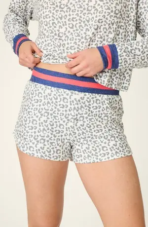 PJ Salvage Cats Meow Print Peached Jersey Pajamas Shorts