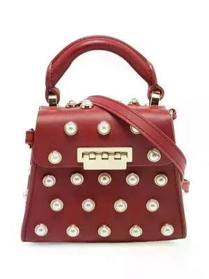 Zac Posen Pearl-embellished Leather Mini Tote Bag - Red