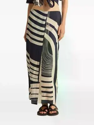 Mare Di Latte Long Abstract Print Skirt - Blue