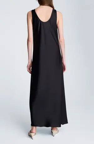 KENNETH COLE Sleeveless Floral Print Satin Maxi Dress