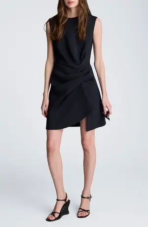 KENNETH COLE Drape Pleated Sleeveless Dress - Black