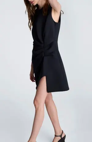 KENNETH COLE Drape Pleated Sleeveless Dress - Black