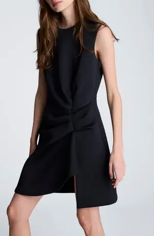 KENNETH COLE Drape Pleated Sleeveless Dress - Black