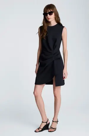 KENNETH COLE Drape Pleated Sleeveless Dress - Black