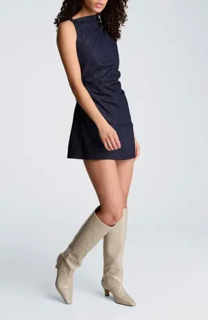 KENNETH COLE Ruched Sleeveless Denim Minidress