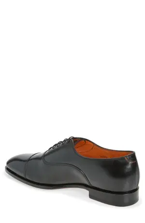 Santoni Burnished Calfskin Leather Lace-up Cap Toe Oxford