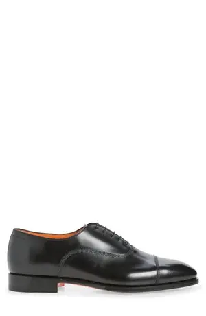 Santoni Burnished Calfskin Leather Lace-up Cap Toe Oxford