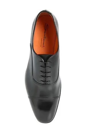 Santoni Burnished Calfskin Leather Lace-up Cap Toe Oxford