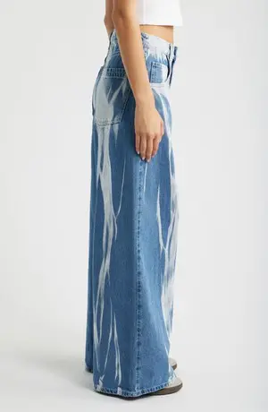 YMI Relaxed Baggy Wide Leg Jeans With Acid Wash - Sky Blue