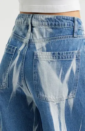 YMI Relaxed Baggy Wide Leg Jeans With Acid Wash - Sky Blue