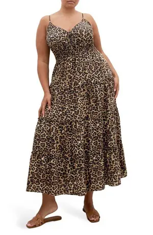 City Chic Amaya Print Tiered Maxi Dress - Leopard