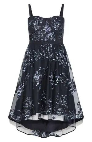 City Chic Ambrosia Lace Fit & Flare Dress - Navy