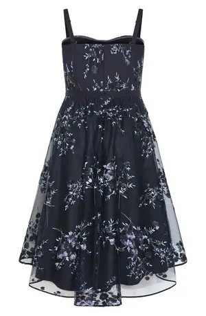 City Chic Ambrosia Lace Fit & Flare Dress - Navy