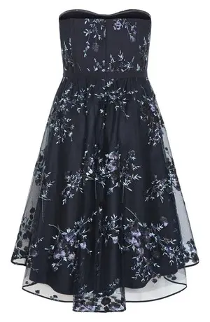 City Chic Ambrosia Lace Fit & Flare Dress - Navy