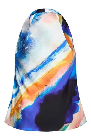 City Chic Print Cowl Neck Sleeveless Satin Top
