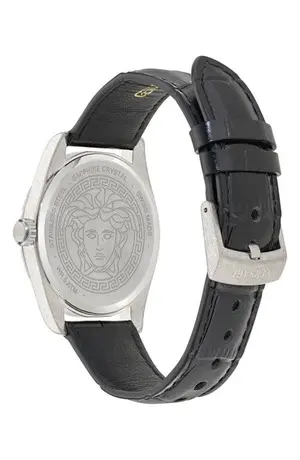 Versace Millenyium Leather Strap Watch