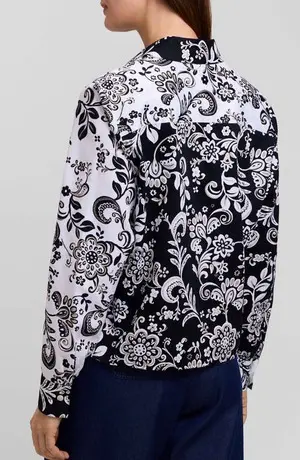Foxcroft Jodie Daisy Colorblock Cotton Shirt