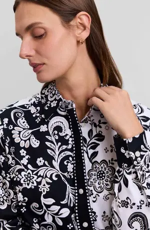 Foxcroft Jodie Daisy Colorblock Cotton Shirt