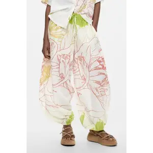 Desigual Cotton Balloon Pants - White Multi