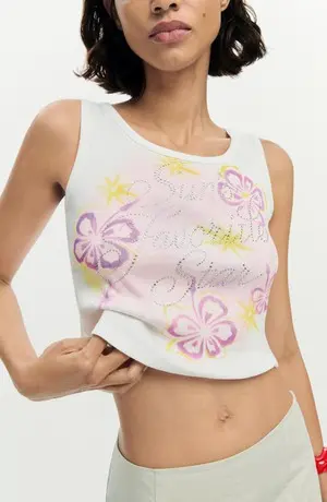 Desigual Graphic Embellished Cropped Top