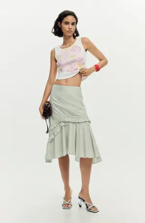 Desigual Graphic Embellished Cropped Top