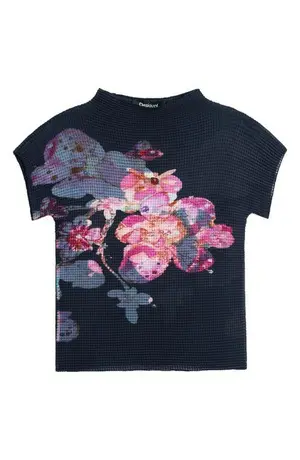 Desigual Floral Waffle Knit Top