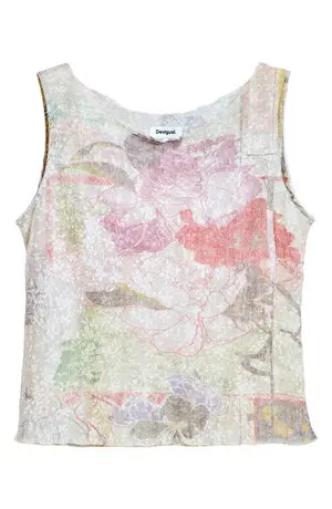 Desigual Floral Texture Sleeveless T-shirt