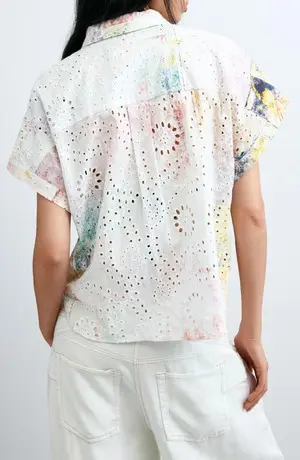 Desigual Floral Print Eyelet Button-up Shirt