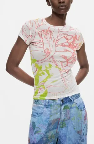 Desigual Floral Print Modal T-shirt - Multi