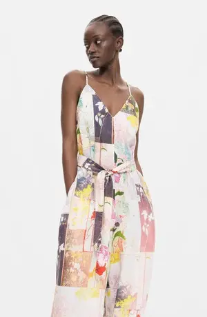 Desigual Floral Patchwork Belted Jumpsuit