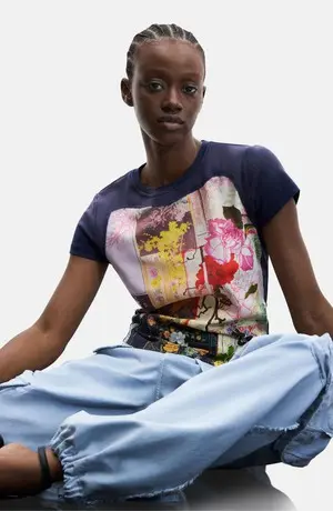 Desigual Floral Print Stretch Cotton T-shirt