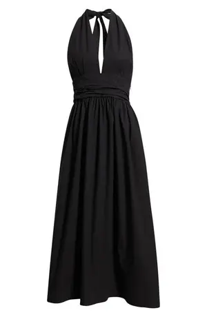 Deluc Cassis Halter Cotton Poplin Maxi Dress - Black