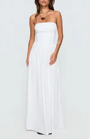 Princess Polly So Far So Good Strapless Maxi Dress - White