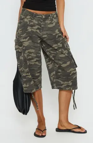 Princess Polly Hudsen Longline Cargo Shorts - Camo