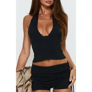 Princess Polly Halter Neck Tank Top - Black