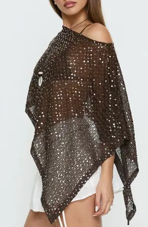 Princess Polly Grotto Asymmetrical Sequined Boat Neck Top
