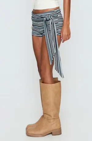 Princess Polly Eldric Stripe Tie Waist Micro Shorts