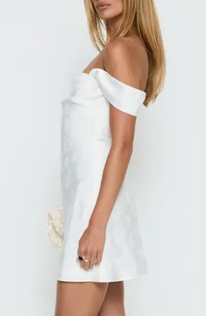 Princess Polly Zabbarra Off The Shoulder Satin Cocktail Mini Dress