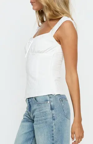 Princess Polly Garconne Textured Lace Trim Cotton Top