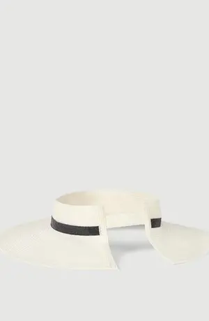 Brunello Cucinelli Straw Visor With Monili Decoration - White