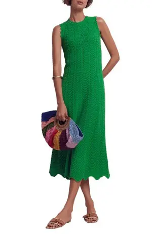 Boden Crochet Midi Dress - Green