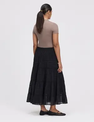 FINERY LONDON Cotton Tiered Midi Skirt - Black