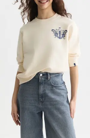 Scotch & Soda Logo Detail Cotton Sweatshirt - Eggnog
