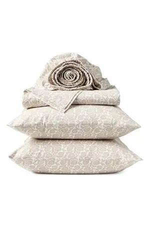 COYUCHI Print Organic Cotton Percale Sheet Set - Shell Robles