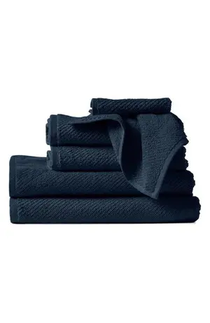 COYUCHI Air Weight® Organic Cotton Set Of 6 Bath Towels - Midnight Indigo