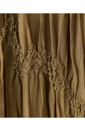 Mango Beaded Shirred Tiered Maxi Skirt