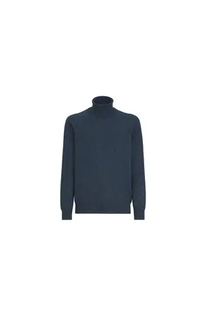 Brunello Cucinelli Mouliné Cashmere Turtleneck Sweater - Denim